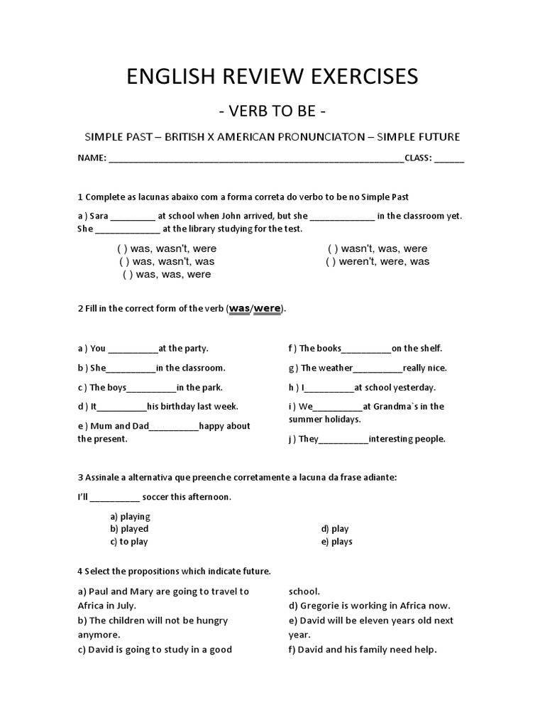 English Review Exercises | PDF