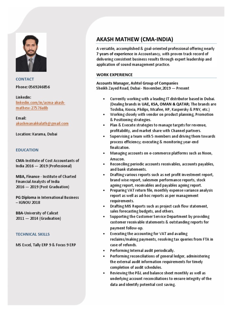 ACMA Akash's Resume | PDF | Audit | Accounting