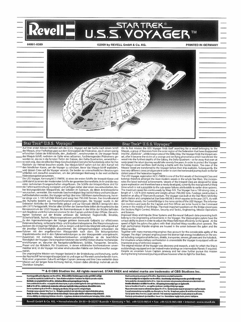REVELL 04801-0389 - Star Trek® U.S.S. Voyager™ | PDF