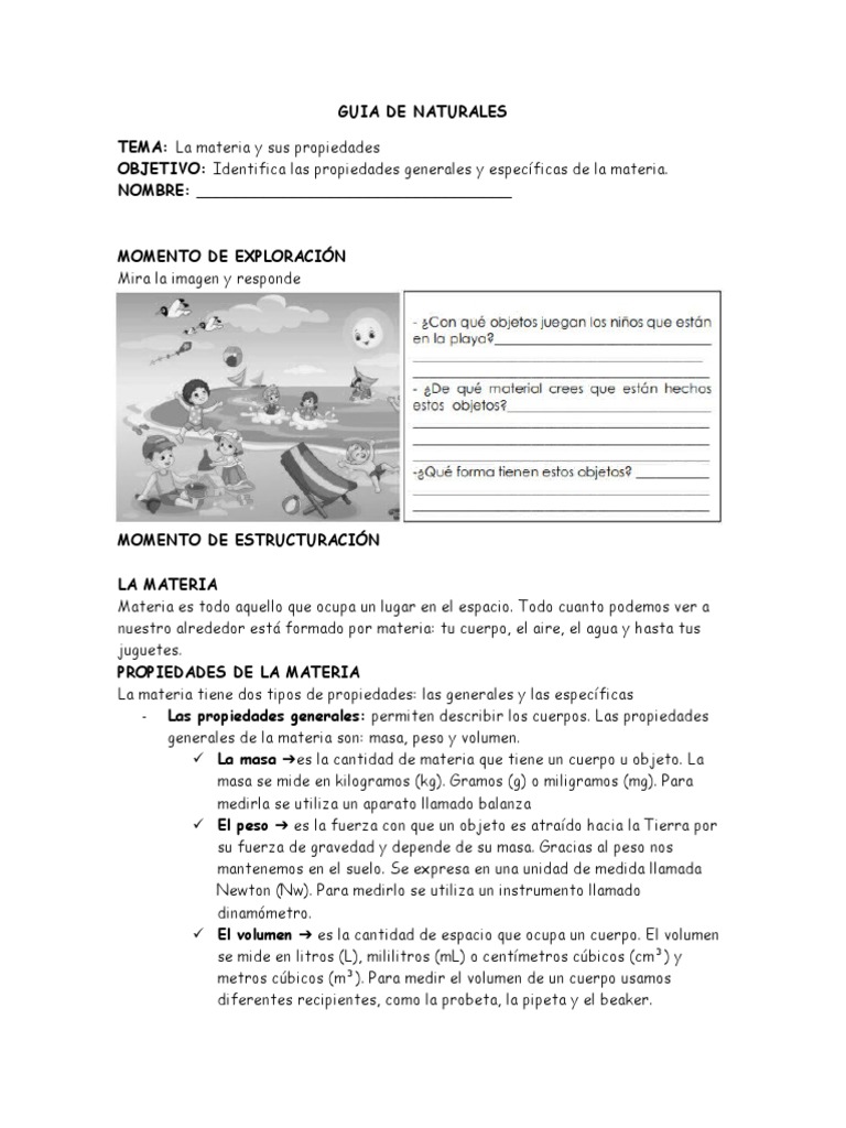 Guia 1 Materia y Propiedades | PDF | Masa | Importar