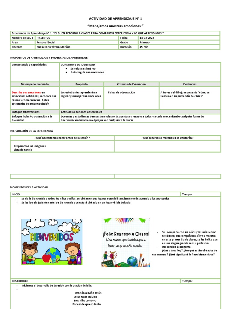 Actividad de Aprendizaje N | PDF | Aprendizaje | Las emociones