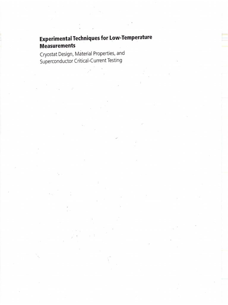 Experimental Techniques For Low-Temperature Measurement | PDF