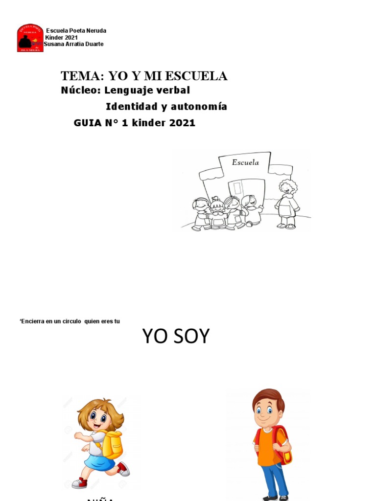 Guia de Trabajo Mi Escuela y Yo | PDF
