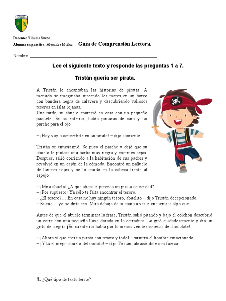 Comprensión Lectora: Tristán Pirata | PDF | Piratería