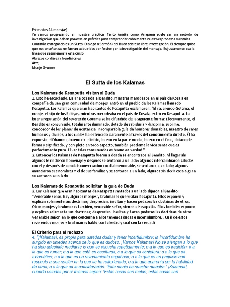 5 Kalama Sutta | PDF