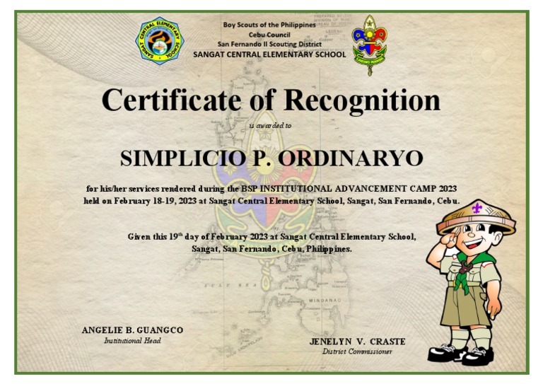 CERTIFICATE OF RECOGNITION BSP Teachers | PDF