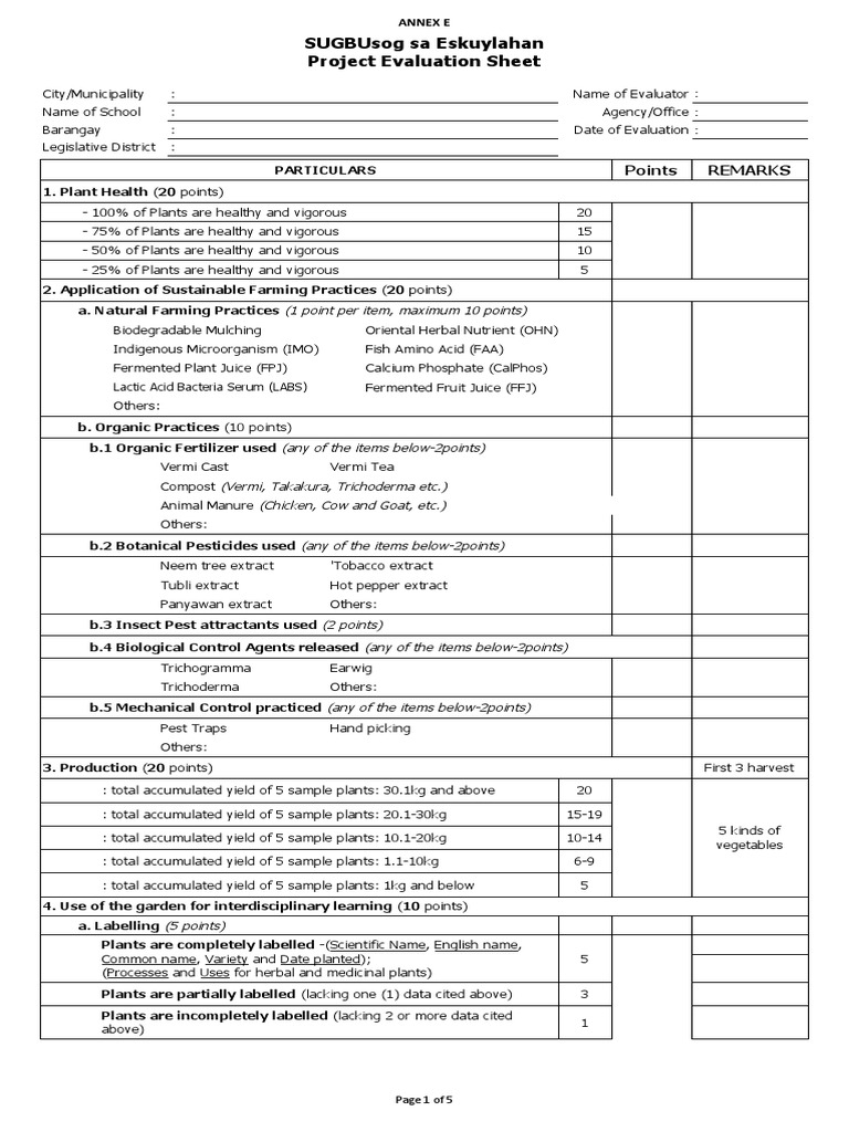SUGBUsog in Schools Criteria Round 3 | PDF | Food And Drink | Agriculture