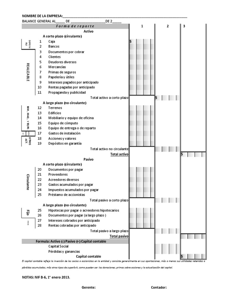 Formato de Balance General Reporte | PDF | Contabilidad | Sector privado