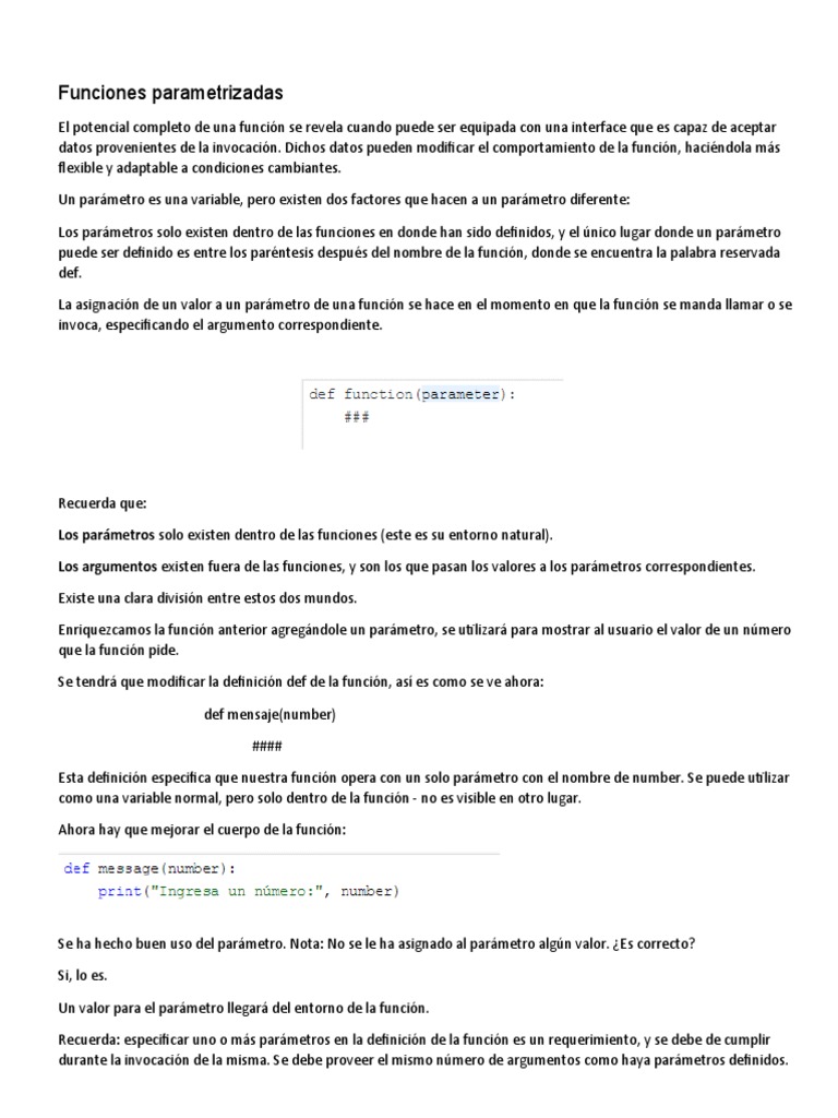 Parámetros y argumentos en funciones de Python | PDF | Función ...