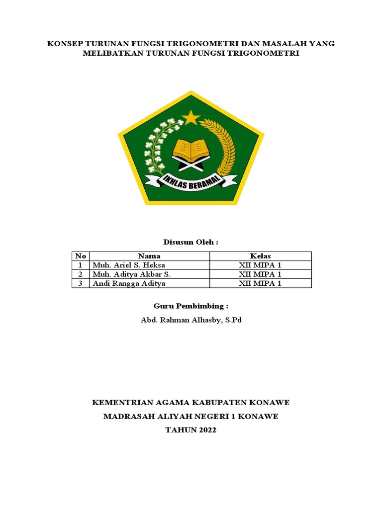 Makalah Konsep Turunan Fungsi Trigonometri | PDF