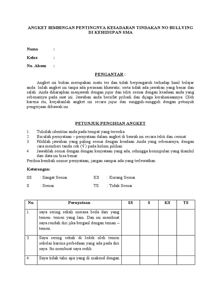 Angket No Bullying | PDF
