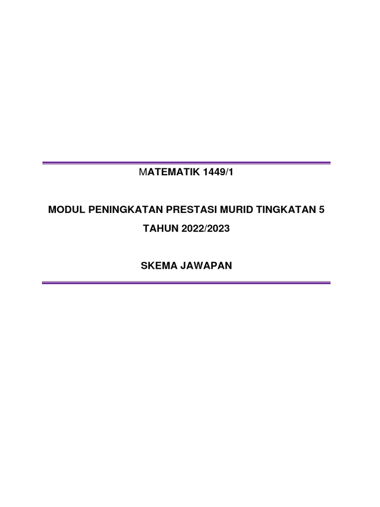 2022 Kedah Maths K1 Jawapan | PDF