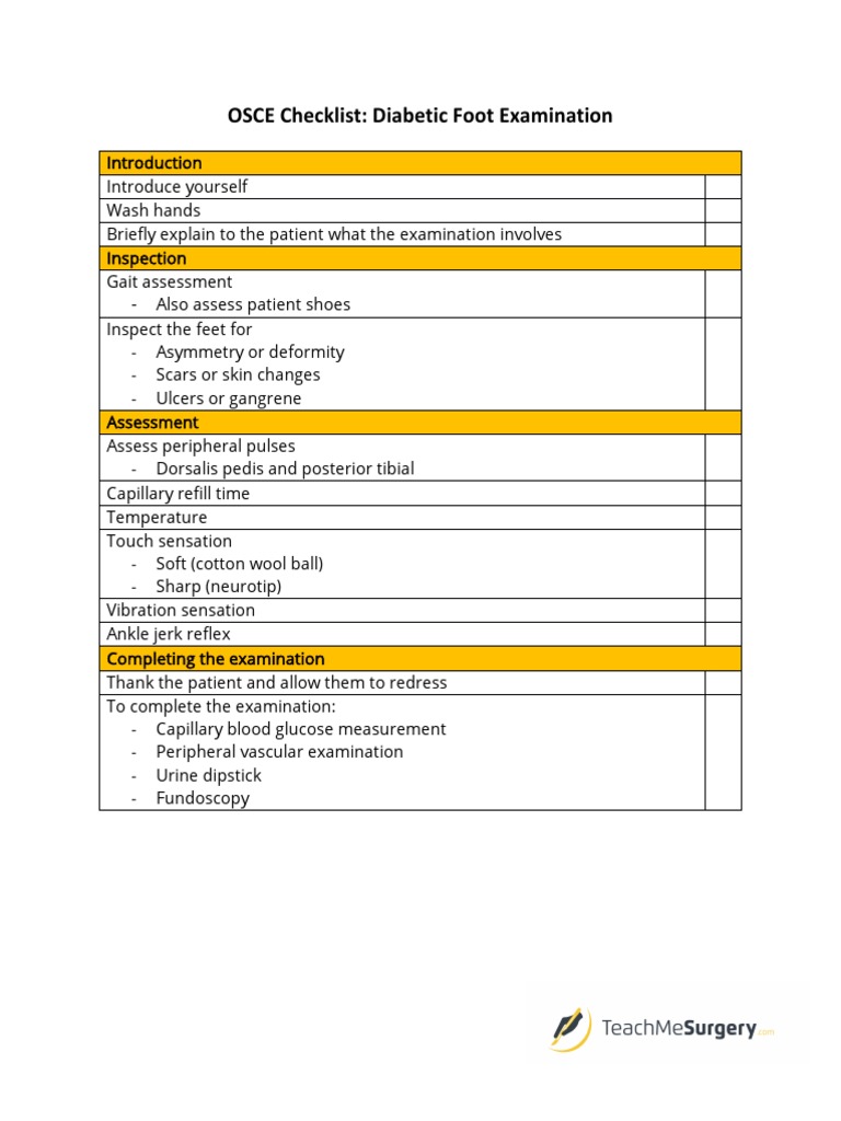 The Diabetic Foot Examination | PDF