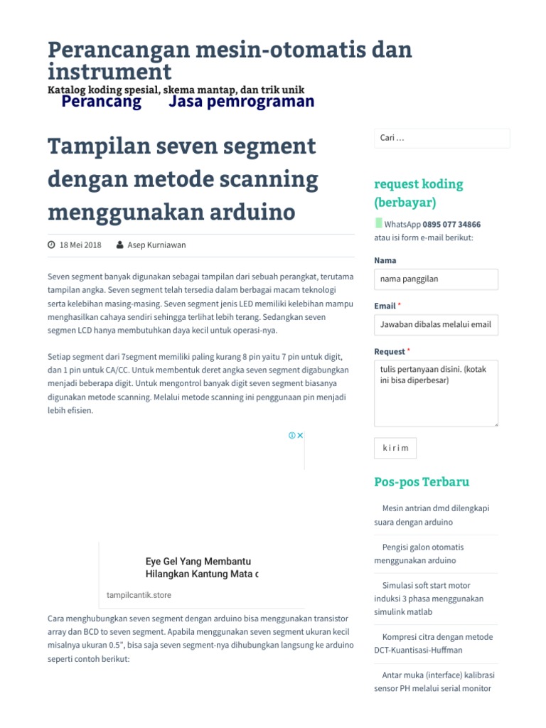 Tampilan Seven Segment Dengan Metode Scanning Menggunakan Arduino Perancangan Mesin Otomatis 