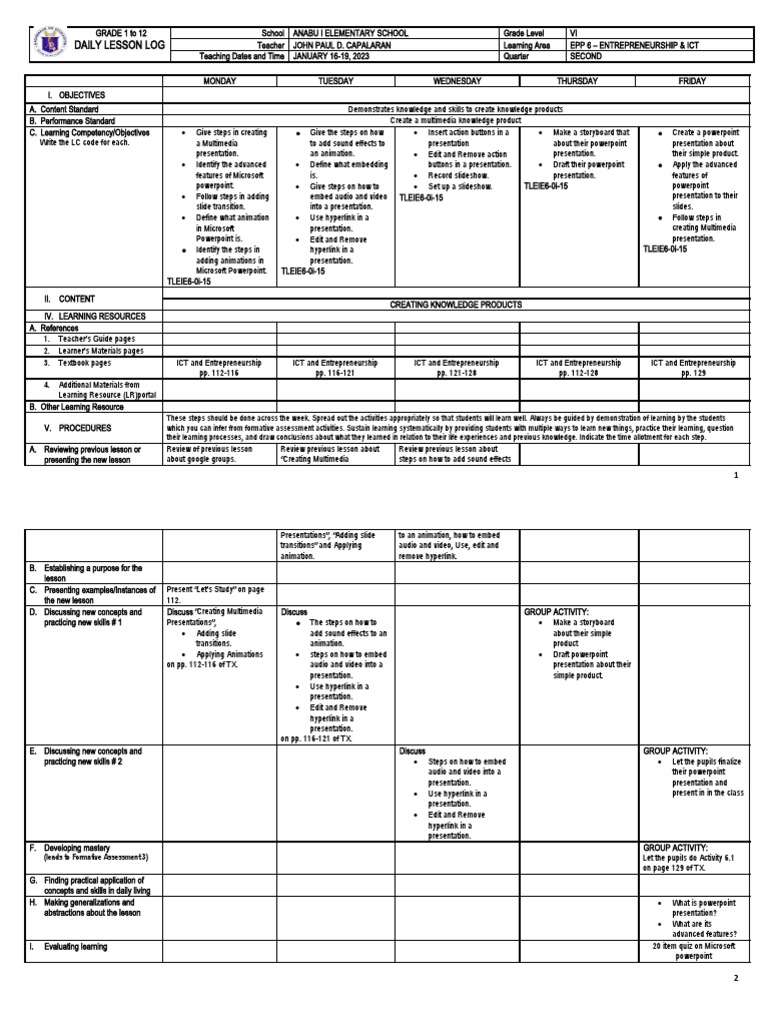 Grade 6 Multimedia Knowledge Product | PDF | Educational Technology | Multimedia