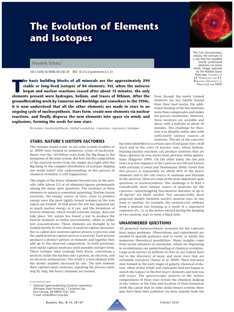 Schatz Evolution of Elements | PDF | Neutron | Isotope