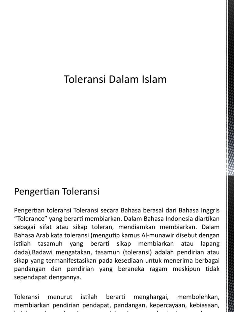 Toleransi dalam Islam: Konsep dan Implementasi | PDF | Agama ...