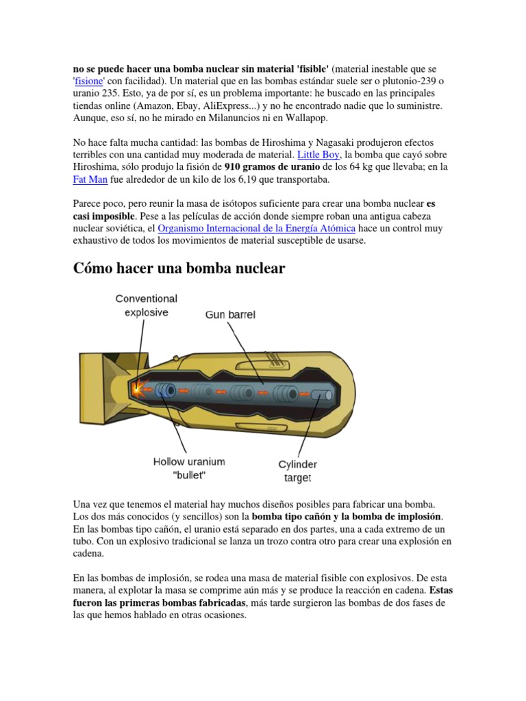 Cómo fabricar una bomba nuclear | PDF | La energía nuclear | Armas ...