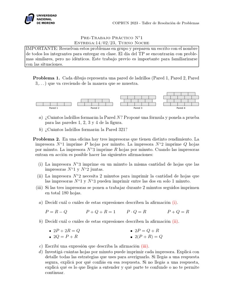 COPRUN 2023 - Taller de Resolución de Problemas | PDF | Impresora (Computación)