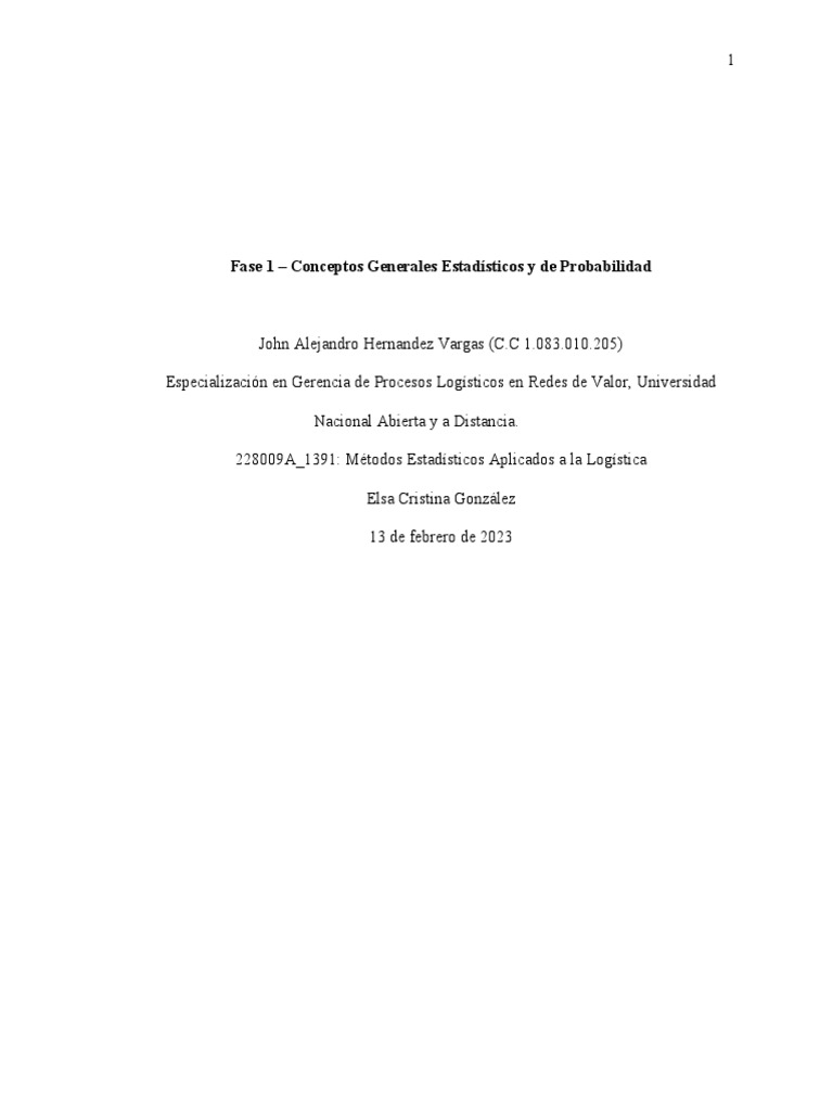 Actividad Fase N°1 Conceptos | PDF | Estadísticas | Diferencia