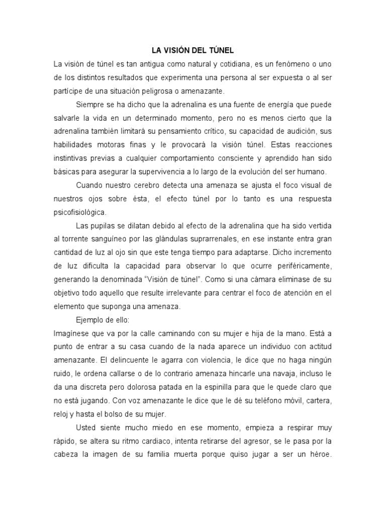 La Visión Del Túnel | PDF | Percepción visual | Ojo