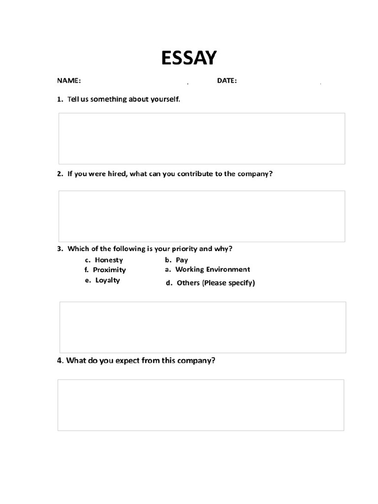 Essay Form | PDF