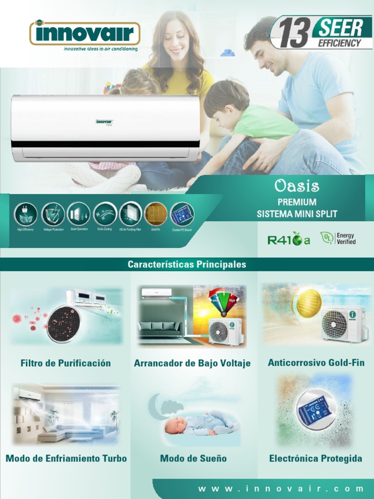 Innovair Oasis Premium R410a Mini Split Brochure Spanish | PDF