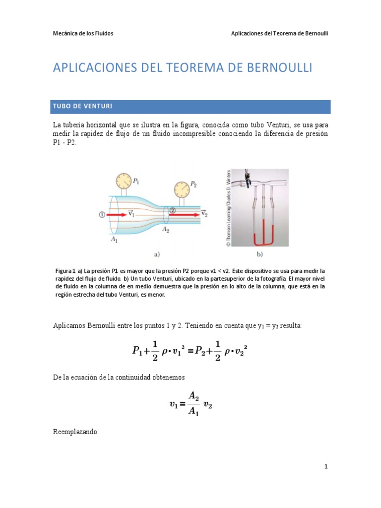 Aplicaciones Del Teorema de Bernoulli | PDF | Levantar (Fuerza) | Ingeniería Química