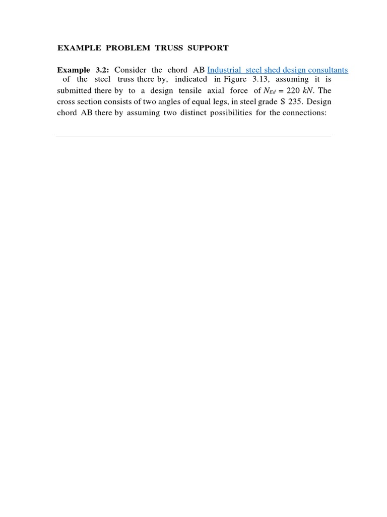 Example Problem Truss Support Pdf Truss Structural Engineering