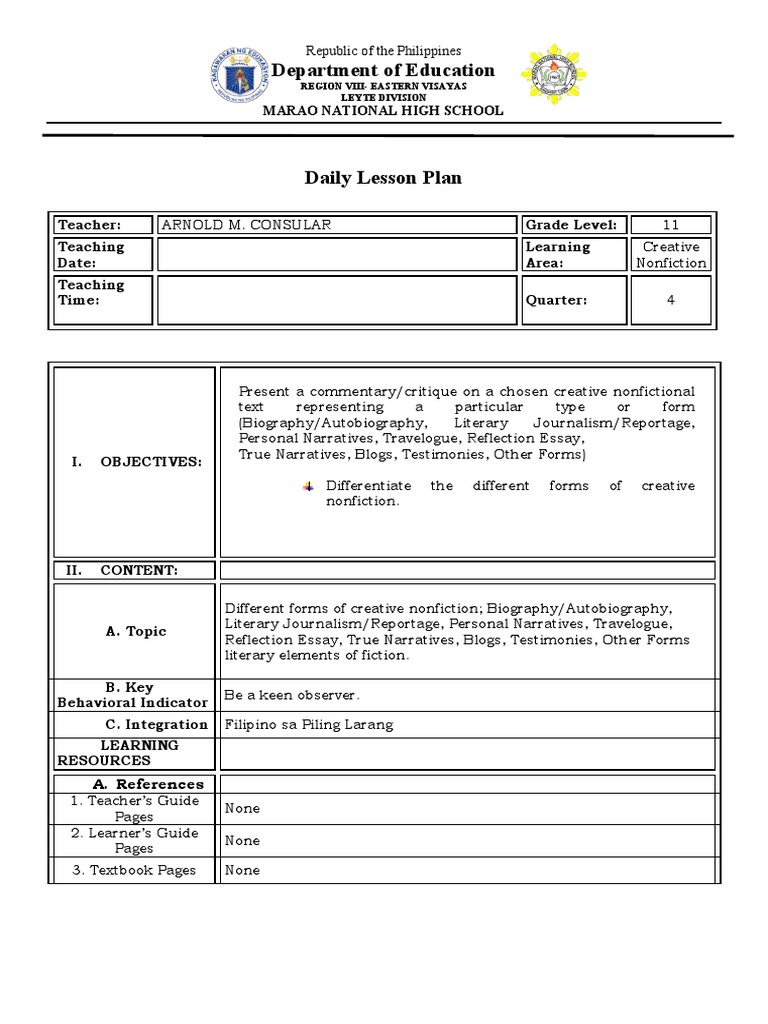DLP COT Creative | PDF | Creative Nonfiction | Learning DLP COT Creative | PDF | Creative Nonfiction | Learning