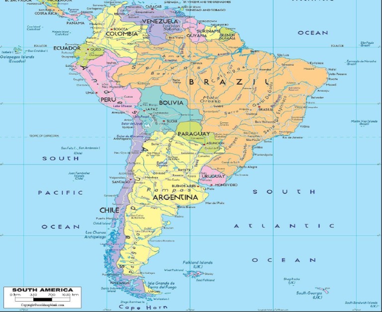 Labeled Map of South America | PDF