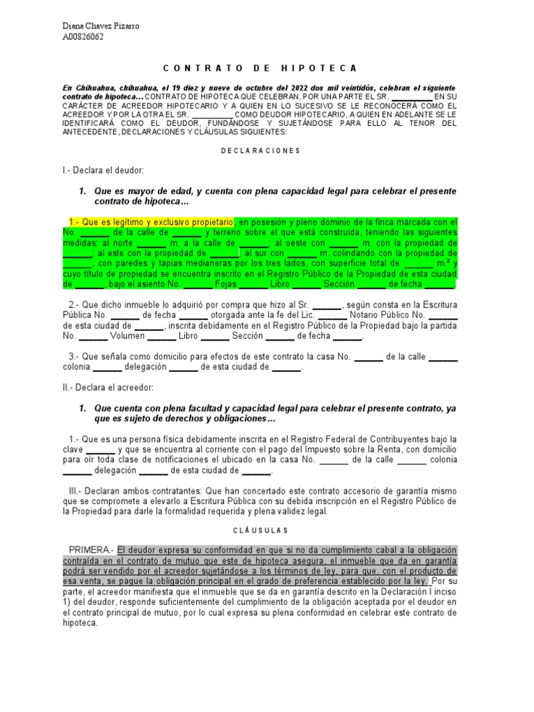 Contrato de Garantía Hipotecaria | PDF | Ley de hipotecas | Consentimiento