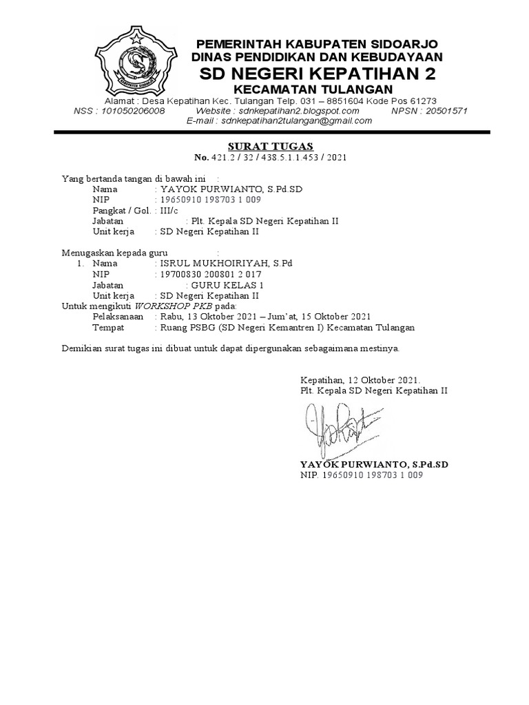 Surat Tugas PKB 2021 | PDF