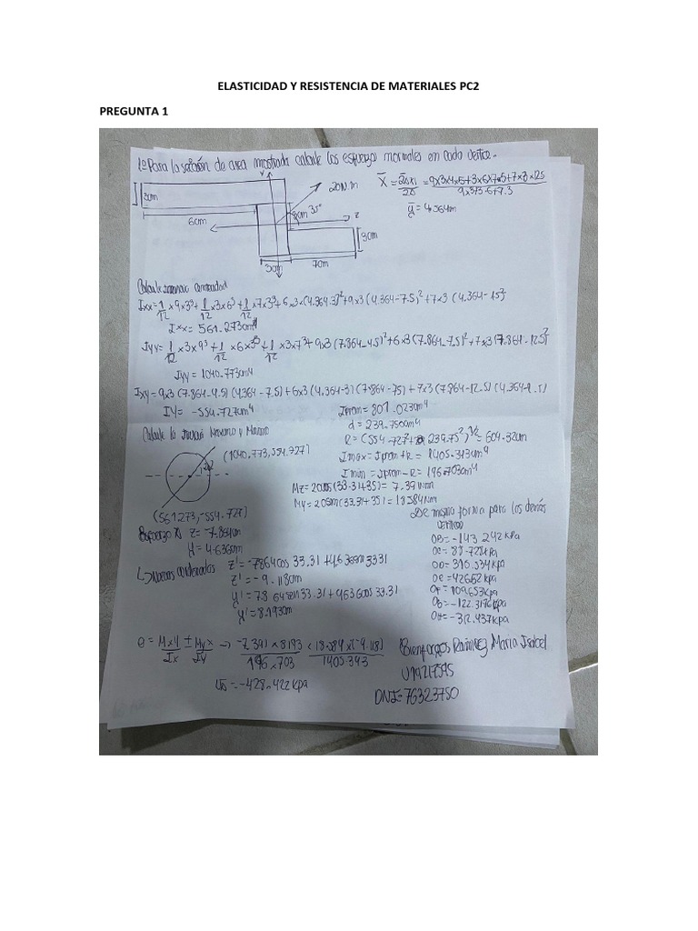 Elasticidad y Resistencia de Materiales PC2 PDF | PDF