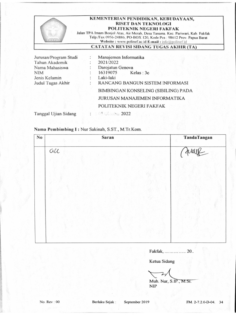 Catatan Revisi Sakinah Nova | PDF