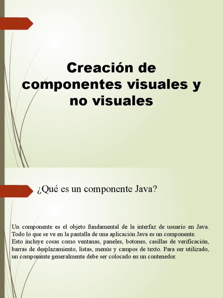 Componentes Visuales | PDF | Java (lenguaje de programación) | Objeto ...
