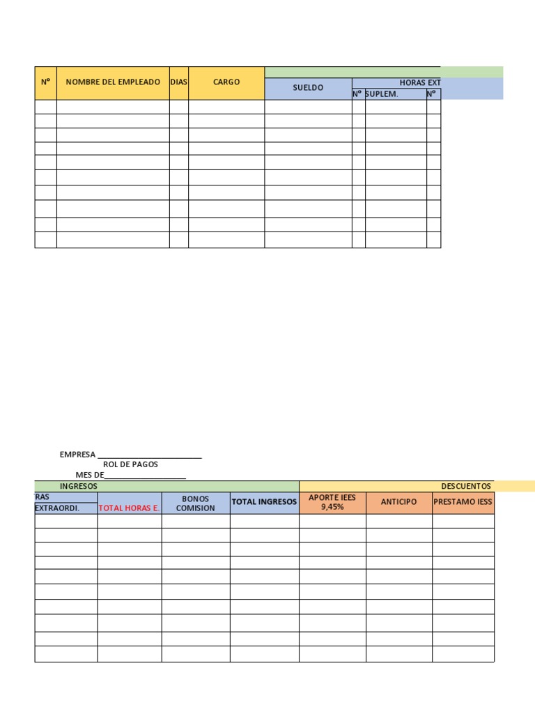 Formato Rol de Pagos | PDF