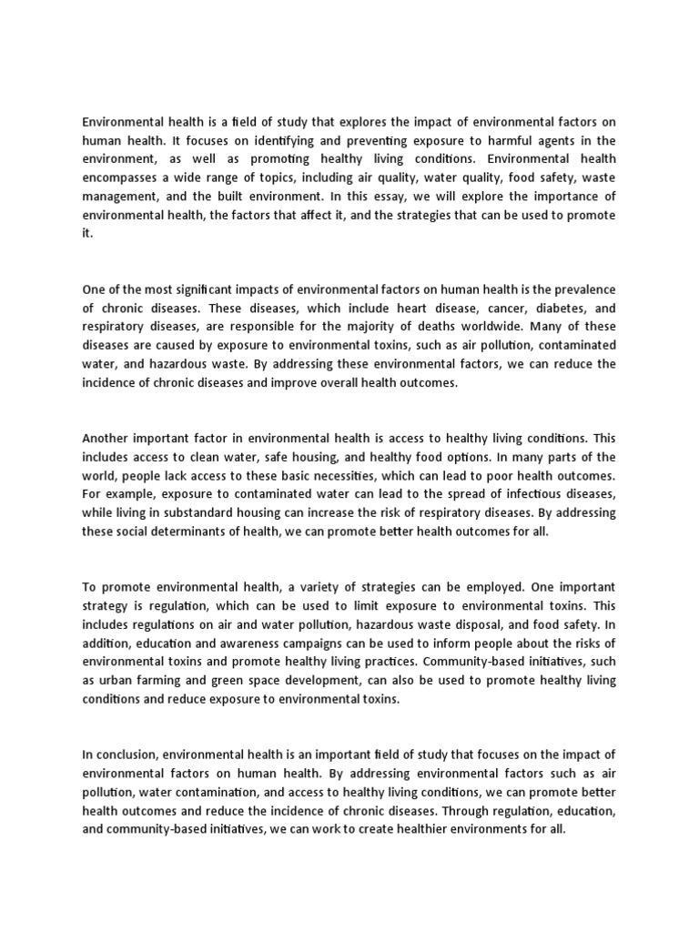 Impact of Environment on Human Health | PDF | Environmental Health ...