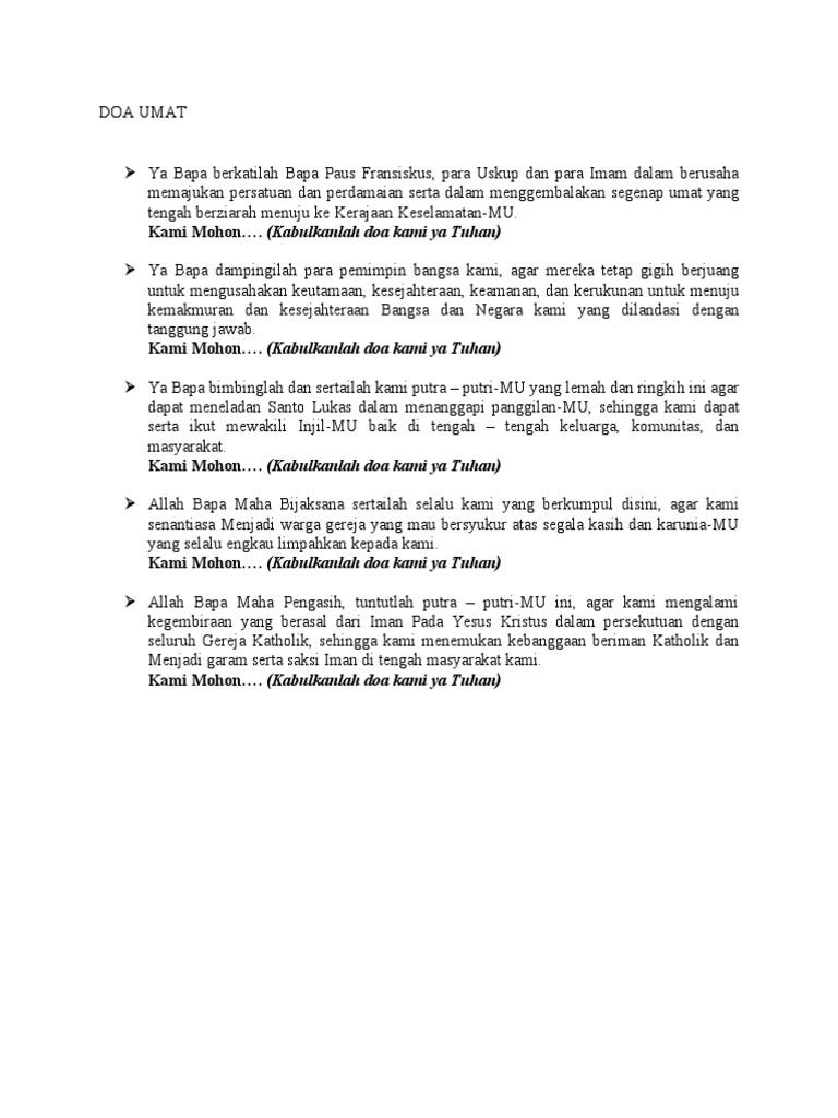 Doa Umat untuk Pemimpin Gereja | PDF | Agama & Spiritualitas