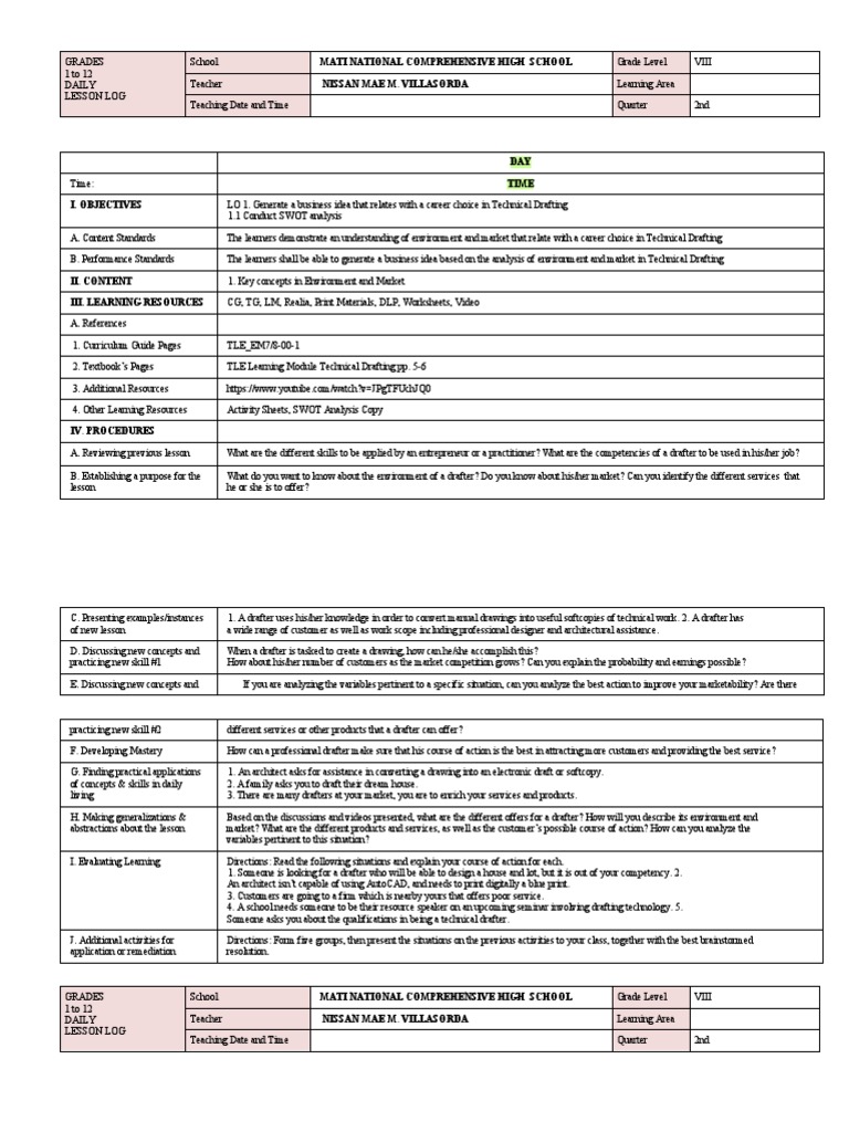DLL Technical Drafting Exploratory | PDF | Technical Drawing | Learning