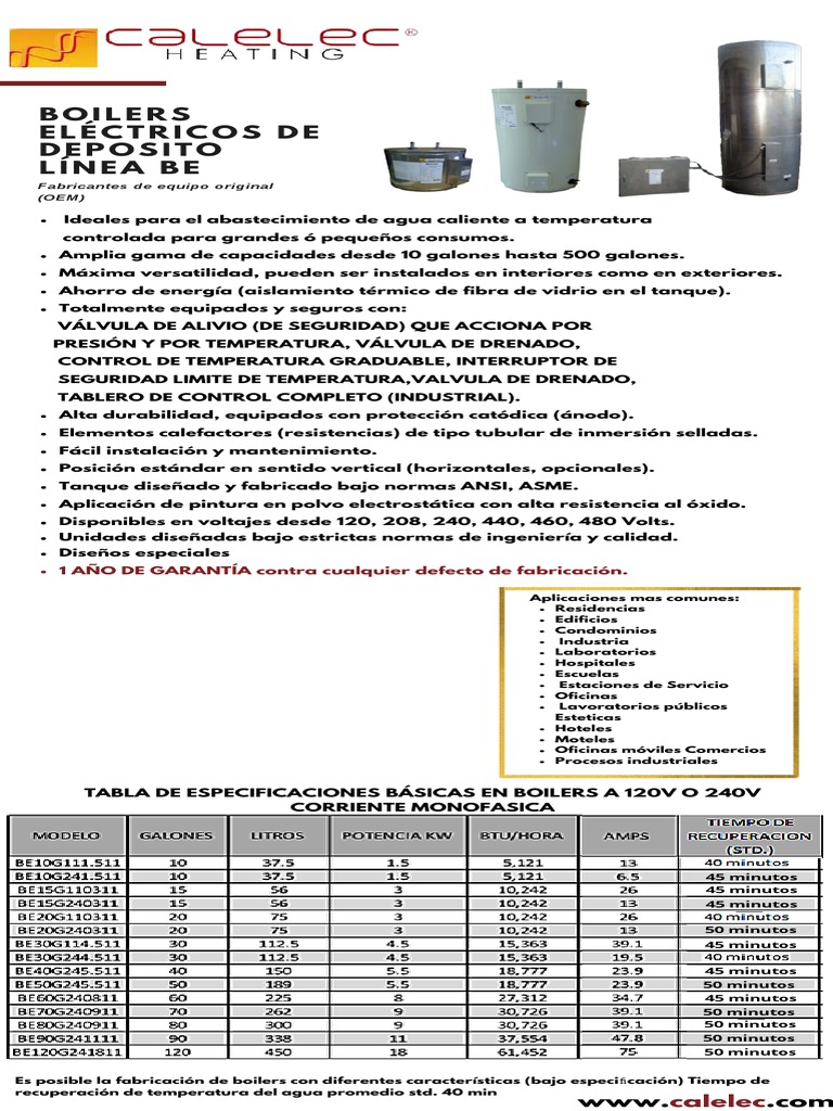 100-HEX-04 Ficha - Tecnica - Boiler - Electrico - de - Deposito - Linea ...