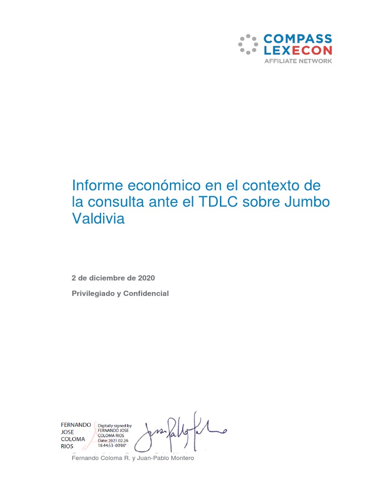 01.1 Informe Económico Jumbo Valdivia (Compass Lexecon) PDF | PDF ...