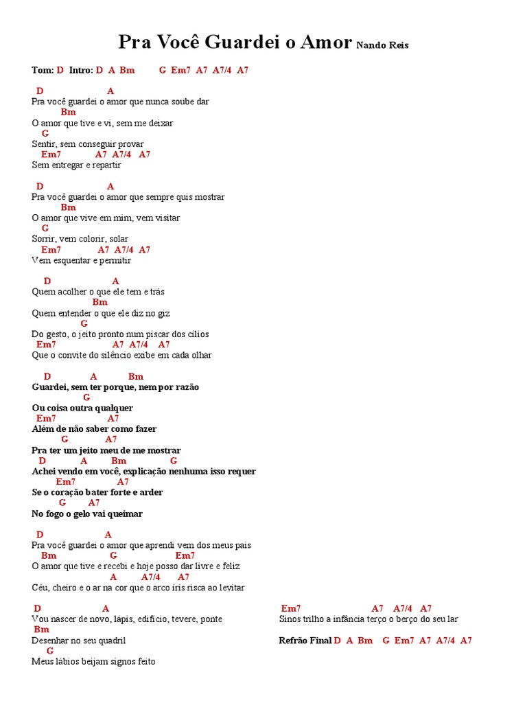 Nando Reis - Pra Você Guardei o Amor | PDF
