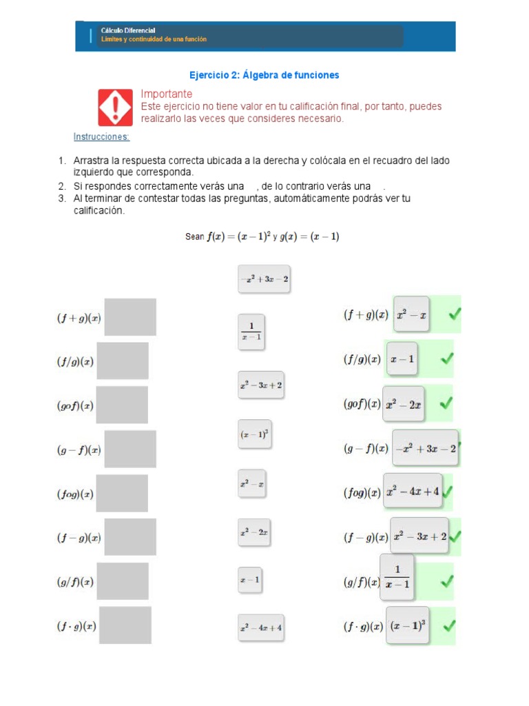 Ejercicio 2 Algebra de Funciones | PDF