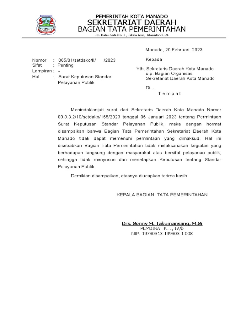 Surat Keputusan Standar Pelayanan Publik | PDF