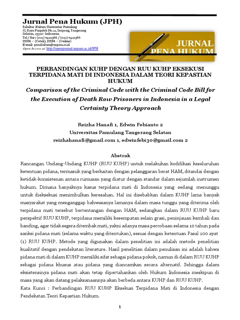 Perbandingan Eksekusi Mati dalam RUU KUHP | PDF | Ilmu Sosial | Hukum
