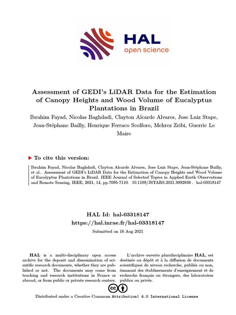 Assessment of GEDIs LiDAR Data For The Estimation of Canopy Heights and Wood Volume of ...
