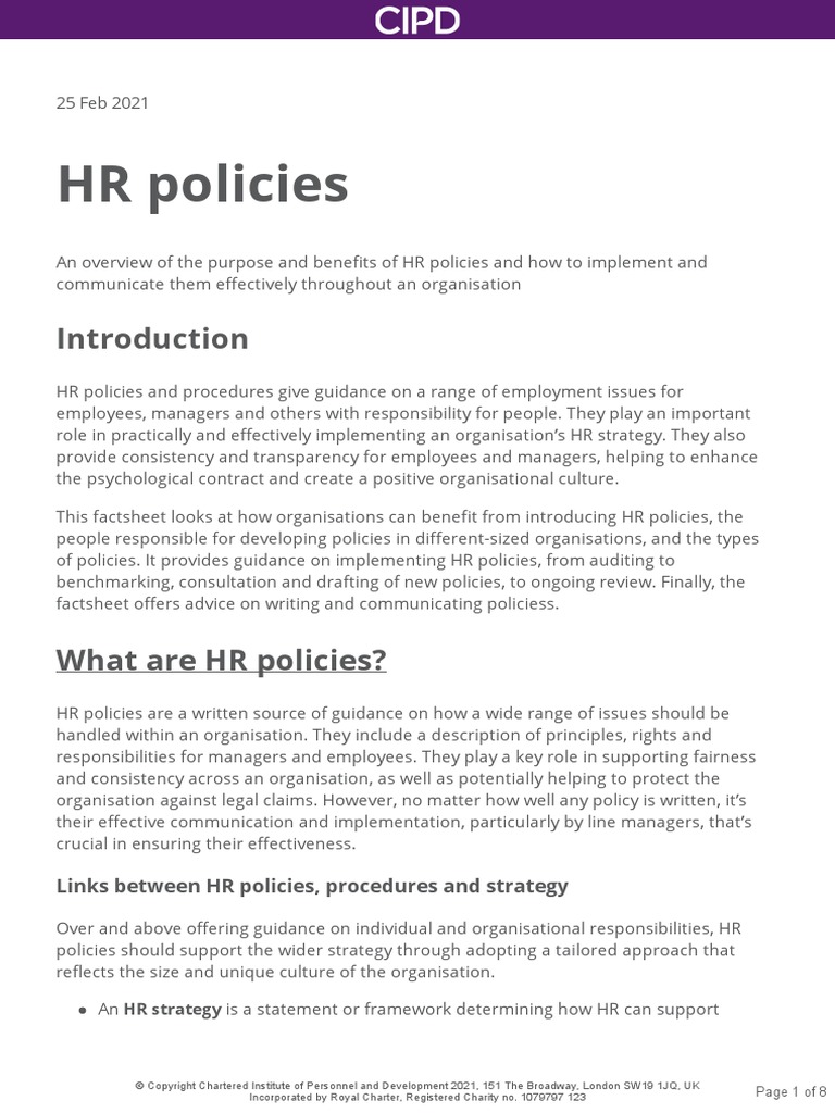 HR Policies | PDF | Employment | Policy