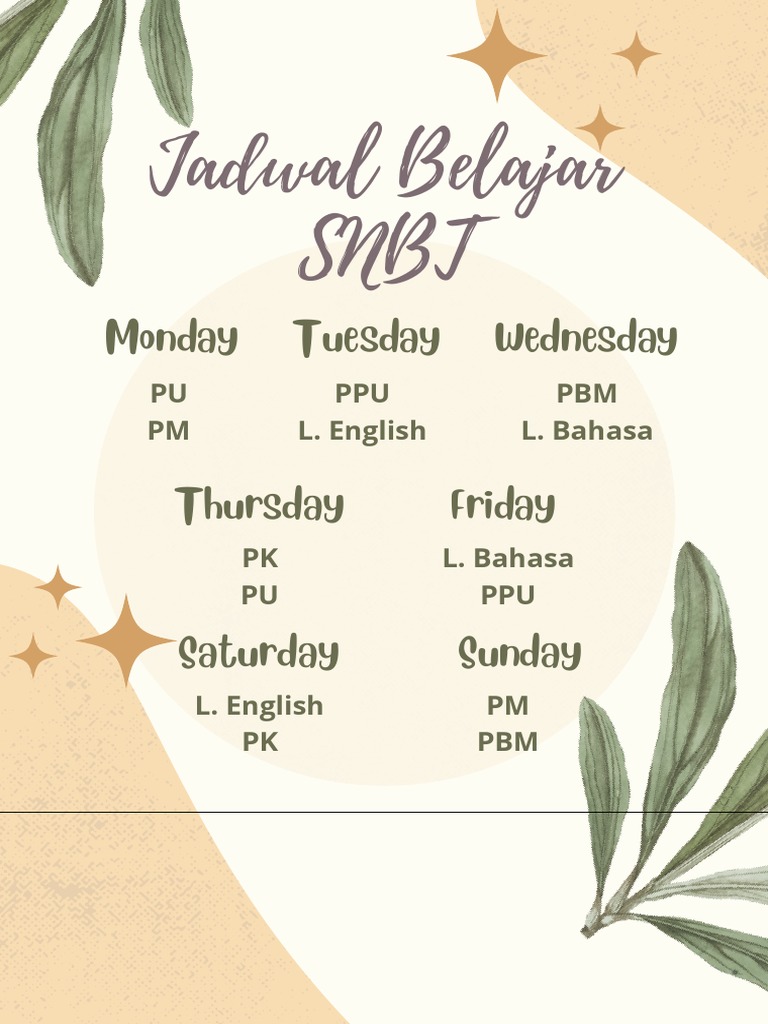 Jadwal Belajar SNBT 2023 | PDF