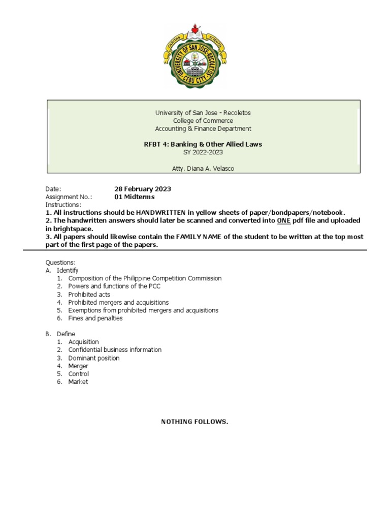 RFBT 4 Midterm Assignment | PDF